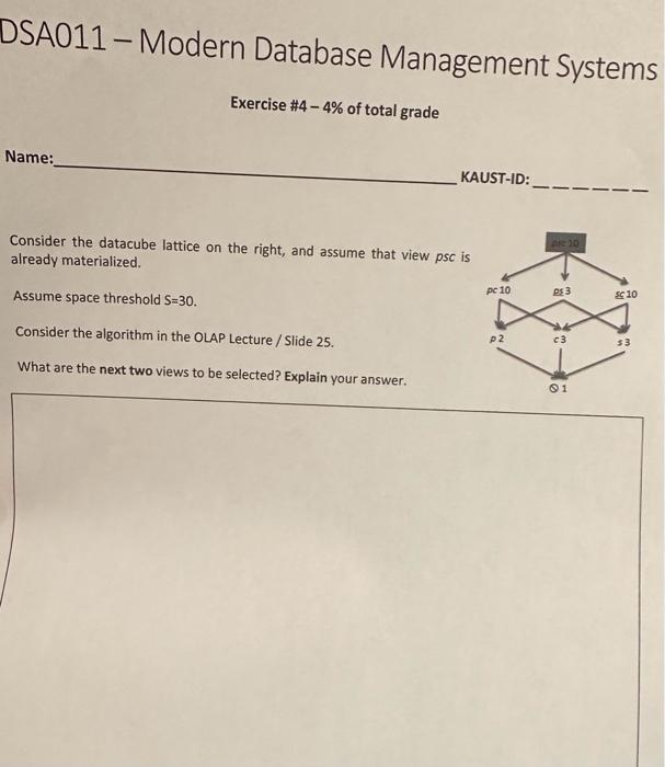 DSA011 - Modern Database Management Systems Exercise | Chegg.com