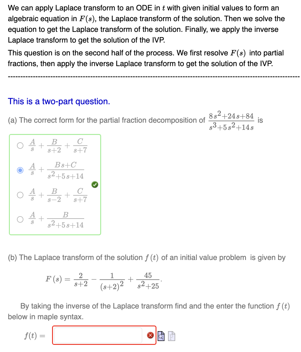 Solved We can apply Laplace transform to an ODE in t ﻿with | Chegg.com