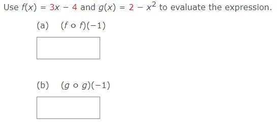 Solved Use f(x)=3x-4 and g(x)=2-x2 to evaluate the | Chegg.com Solved Use f(x)=3x-4 and g(x)=2-x2 to evaluate the | Chegg.com