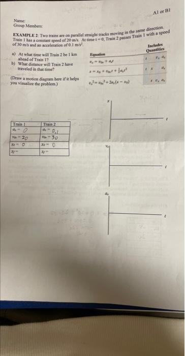 Solved Name: Group Members: EXAMPLE 2: Two trains are on | Chegg.com