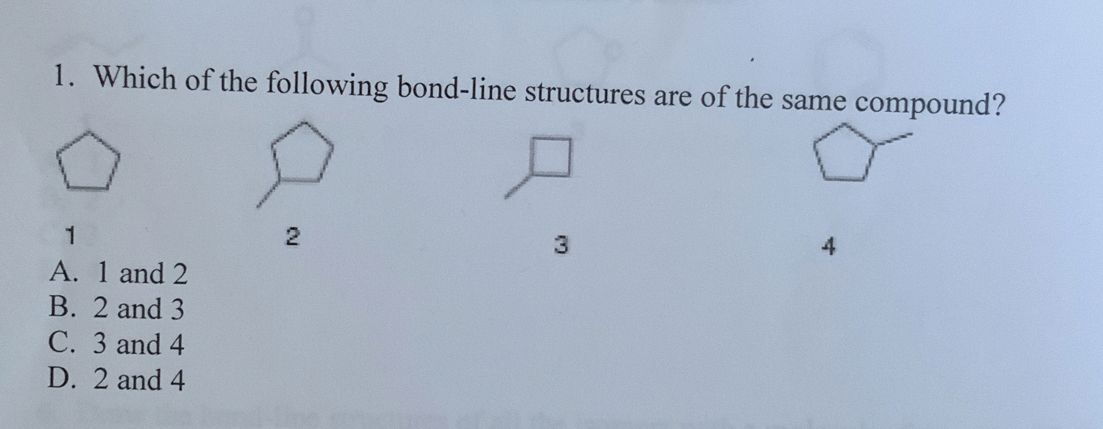 Solved Which of the following bond-line structures are of | Chegg.com