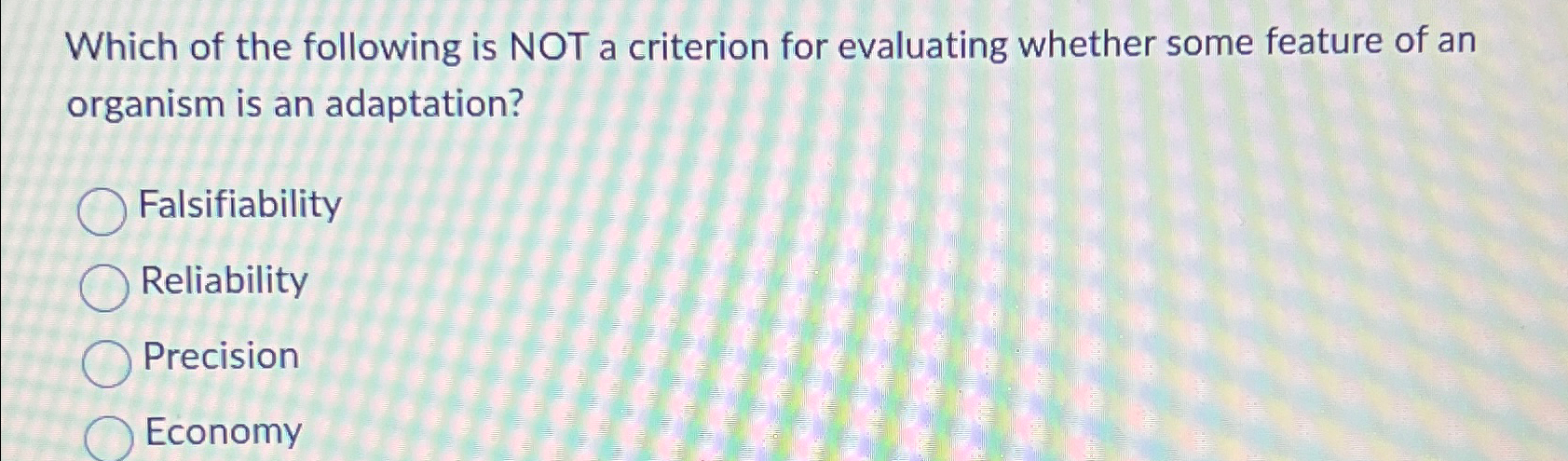 Solved Which of the following is NOT a criterion for | Chegg.com