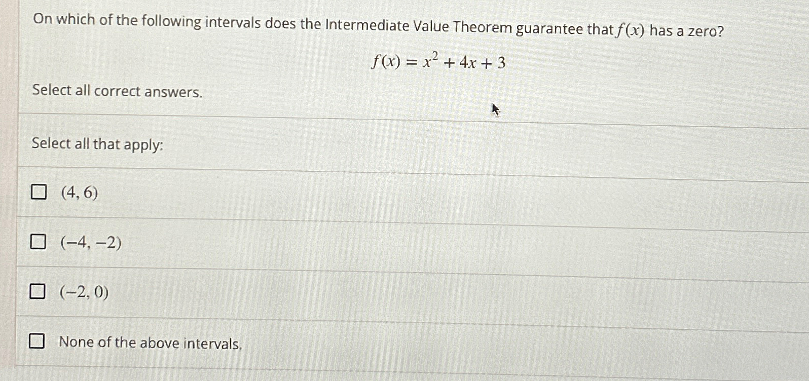 Solved On which of the following intervals does the | Chegg.com