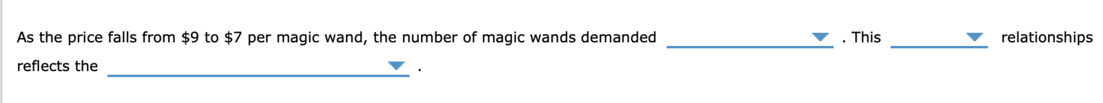 Solved As the price falls from $9 ﻿to $7 ﻿per magic wand, | Chegg.com