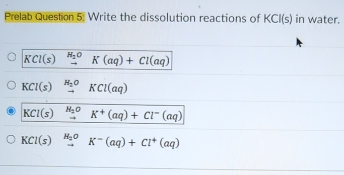 Solved Prelab Question 5: Write the dissolution reactions of | Chegg.com