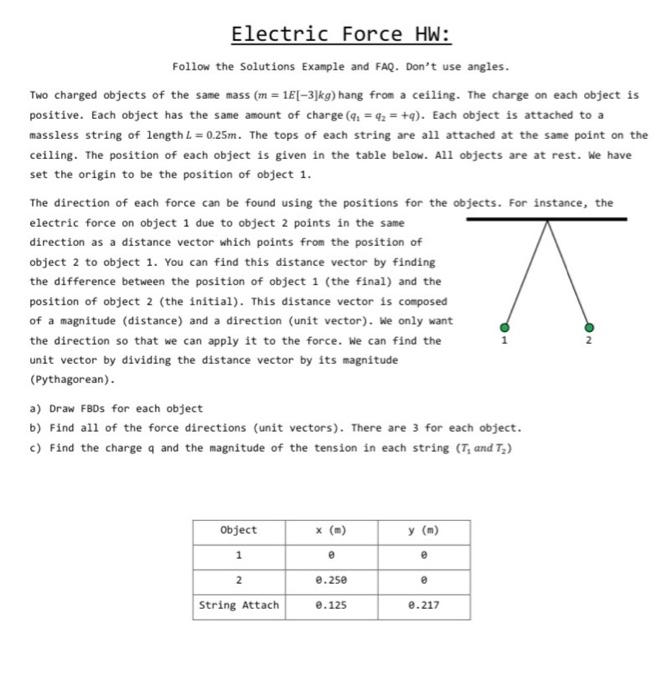Solved Electric Force HW: Follow the solutions Example and | Chegg.com
