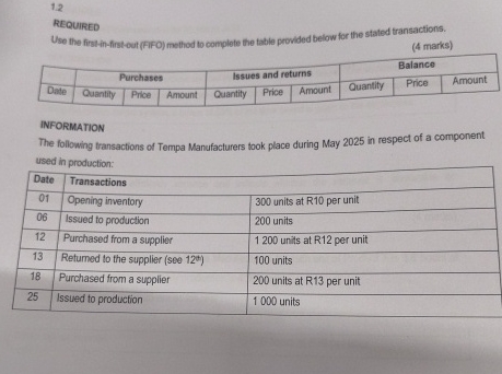 Solved 1.2REQUIREDUse the first-in-first-out (FIFO) ﻿method | Chegg.com