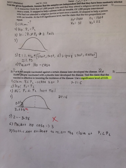 Solved for problem 1 the claim is equal or not equal? and do | Chegg.com