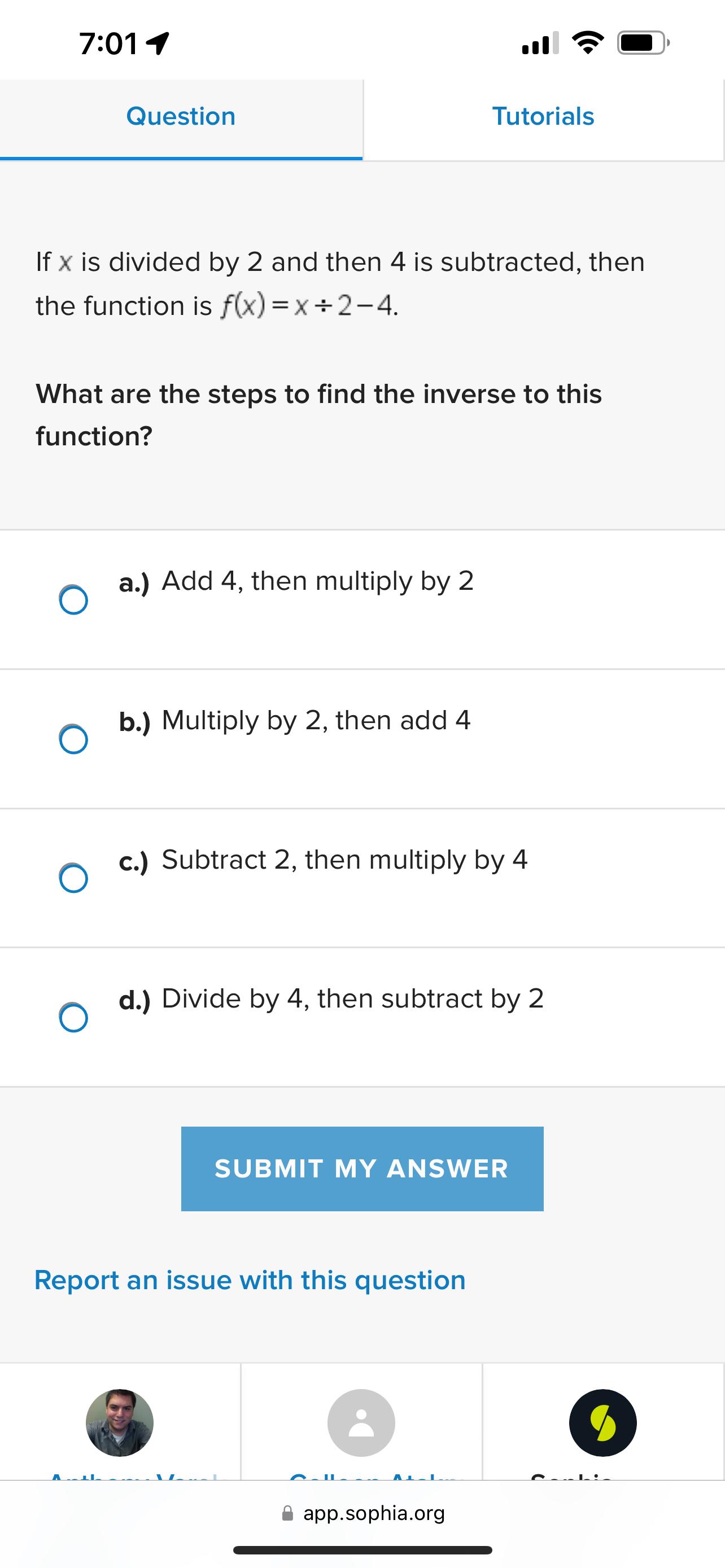 Solved 7:01 1QuestionTutorialsIf x ﻿is divided by 2 ﻿and | Chegg.com