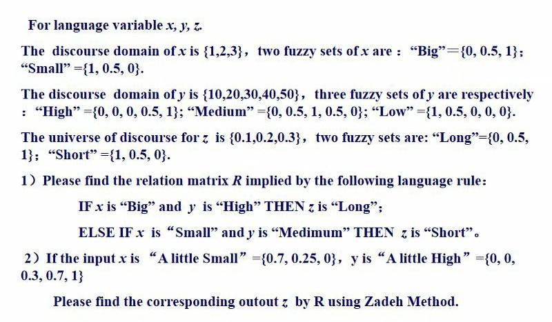 Solved For language variable x,y,z. The discourse domain of | Chegg.com