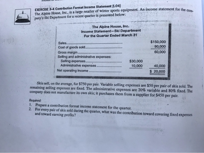 Solved TIIUNILILIUM ent for the com- EXERCISE 3-4 | Chegg.com