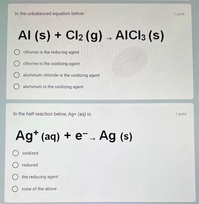 Solved What is the correct balanced half-reaction equation | Chegg.com