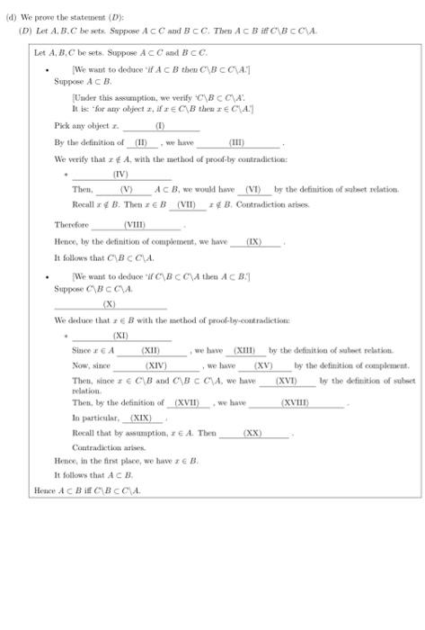 Solved (d) We prove the stateneat D : (D) Let A,B,C be | Chegg.com