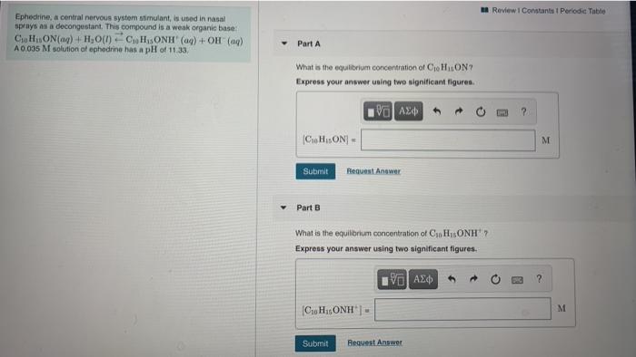 Solved Review 1 Constants Periodic Table Ephedrine, a | Chegg.com
