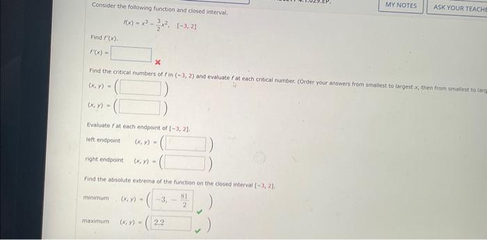 Solved Consider the following function and closed interval. | Chegg.com