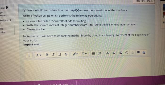 Solved Pythons Inbuilt Maths Function Mathsqrt X Returns