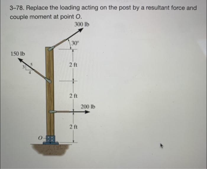 Solved 3-78. Replace the loading acting on the post by a | Chegg.com