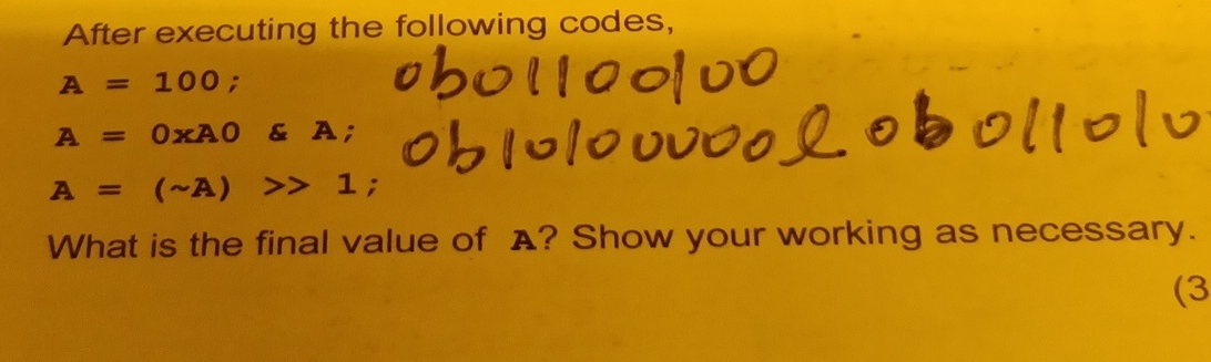 Solved After executing the following codes,A=100; ﻿oboll | Chegg.com