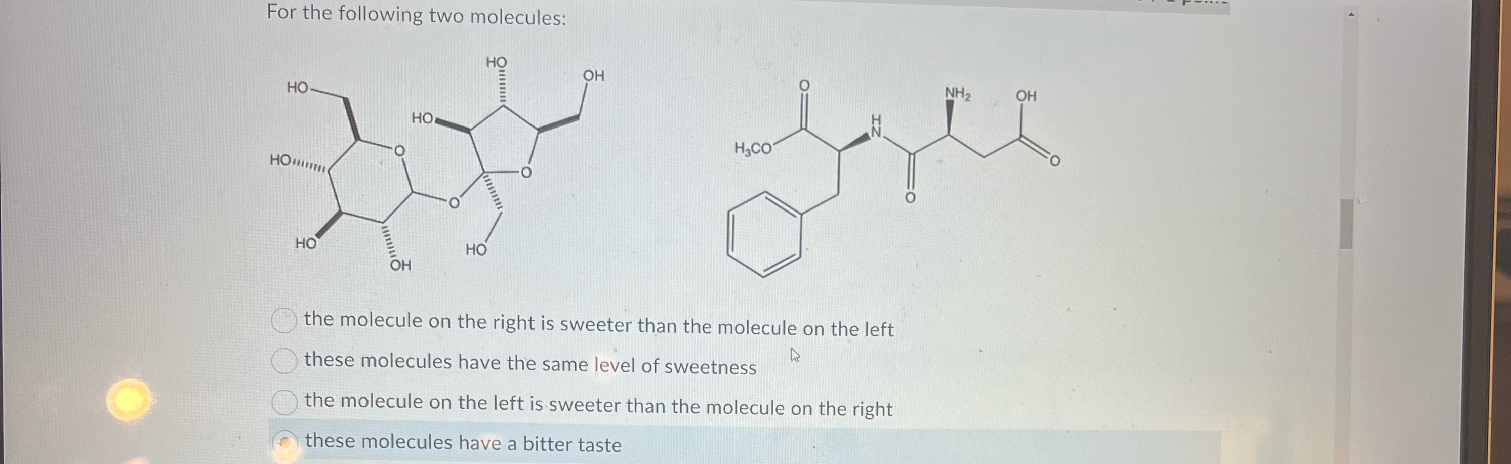 Solved For the following two molecules:the molecule on the | Chegg.com