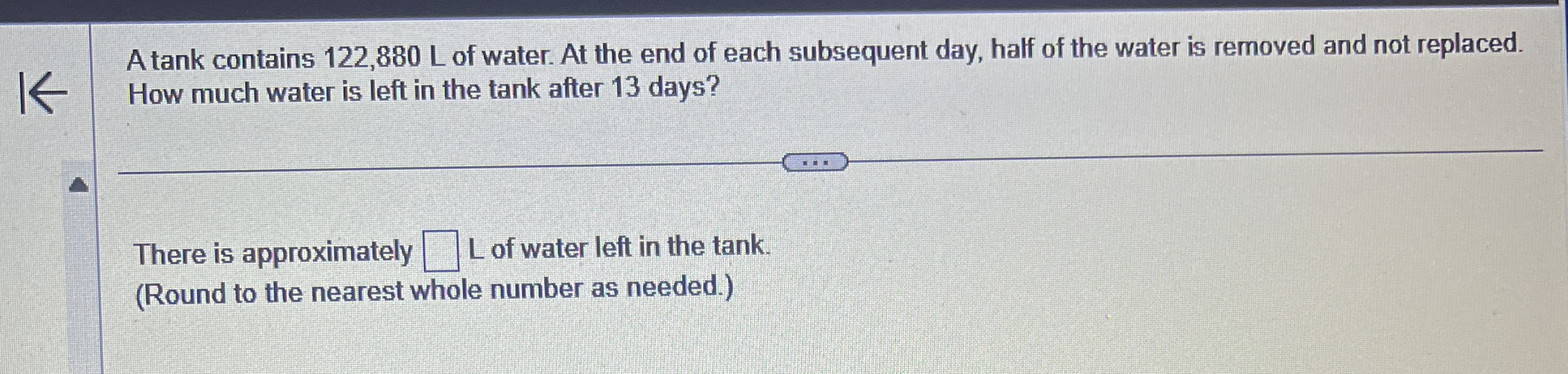 A tank contains 122,880L ﻿of water. At the end of | Chegg.com