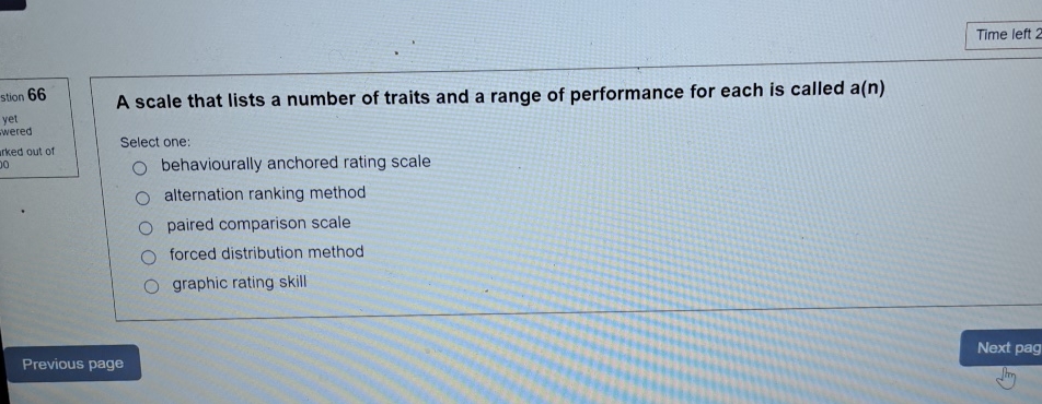 Solved Time left 2A scale that lists a number of traits and | Chegg.com