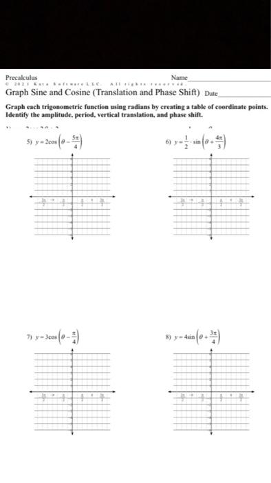 Solved Graph each trigonometric function wsing radians by | Chegg.com