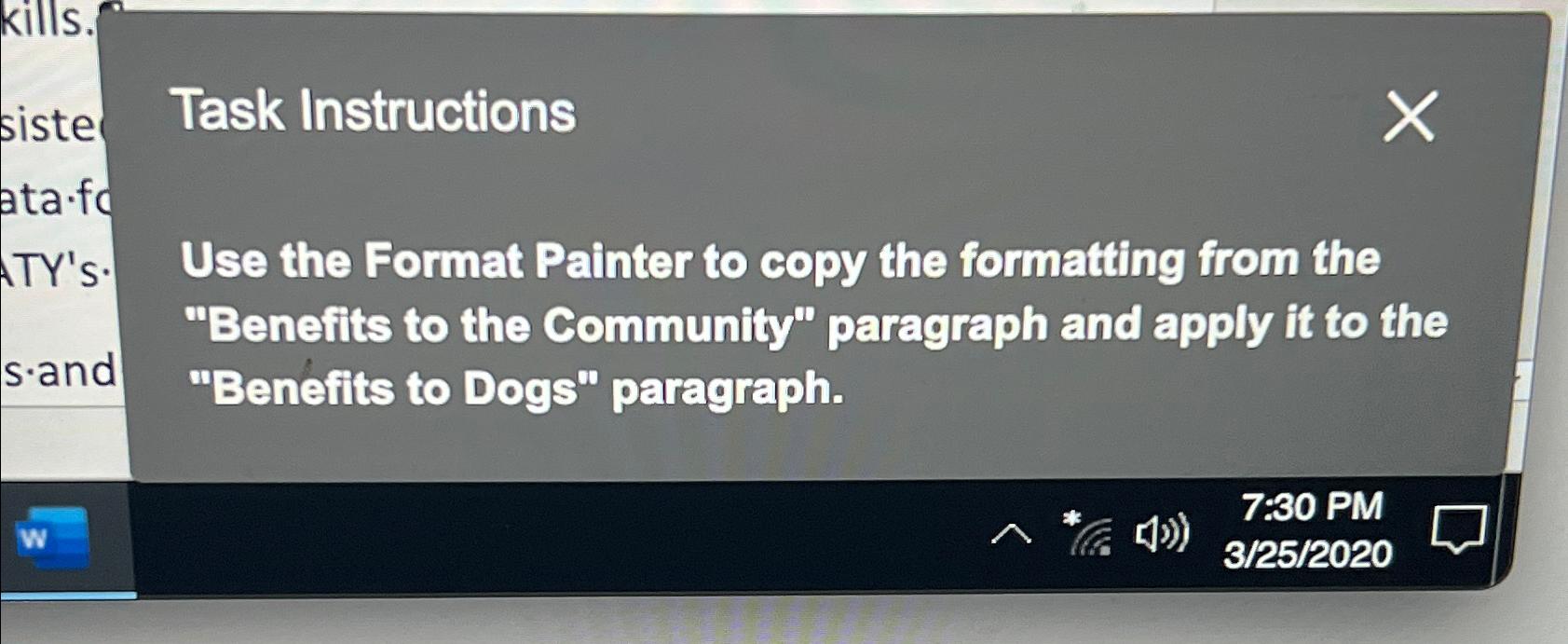 Solved Task InstructionsUse the Format Painter to copy the | Chegg.com