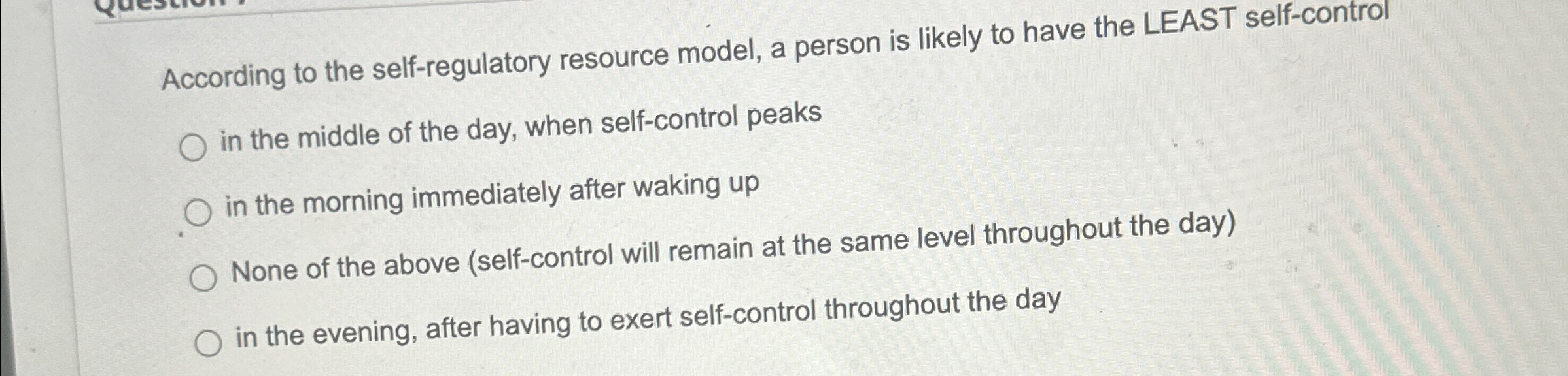 Solved According to the self-regulatory resource model, a | Chegg.com