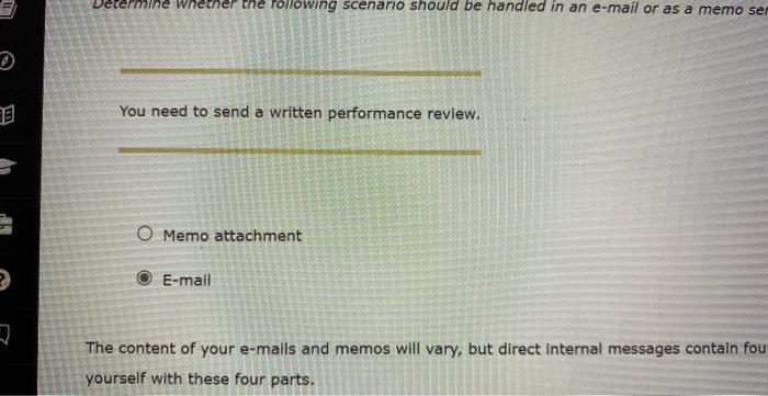 You need to send a written performance review. Memo | Chegg.com