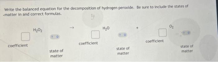 Write the balanced equation for the decomposition of | Chegg.com