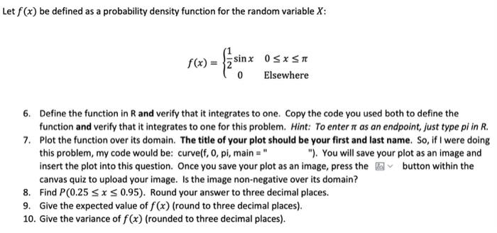 Solved Let f(x) be defined as a probability density function | Chegg.com