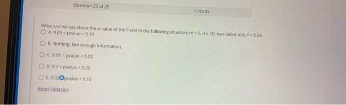 Solved What can we say about the p value of the F-test in | Chegg.com