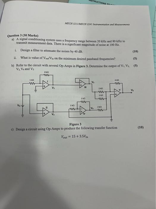 Question 3 (30 Marks) a) A signal conditioning system | Chegg.com