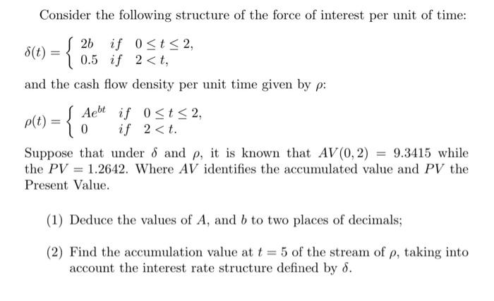 Solved Consider the following structure of the force of | Chegg.com