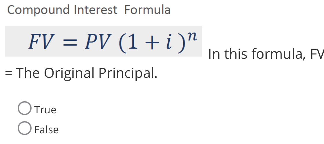 Compound Interest FormulaFV=PV(1+i)n, In ﻿this | Chegg.com