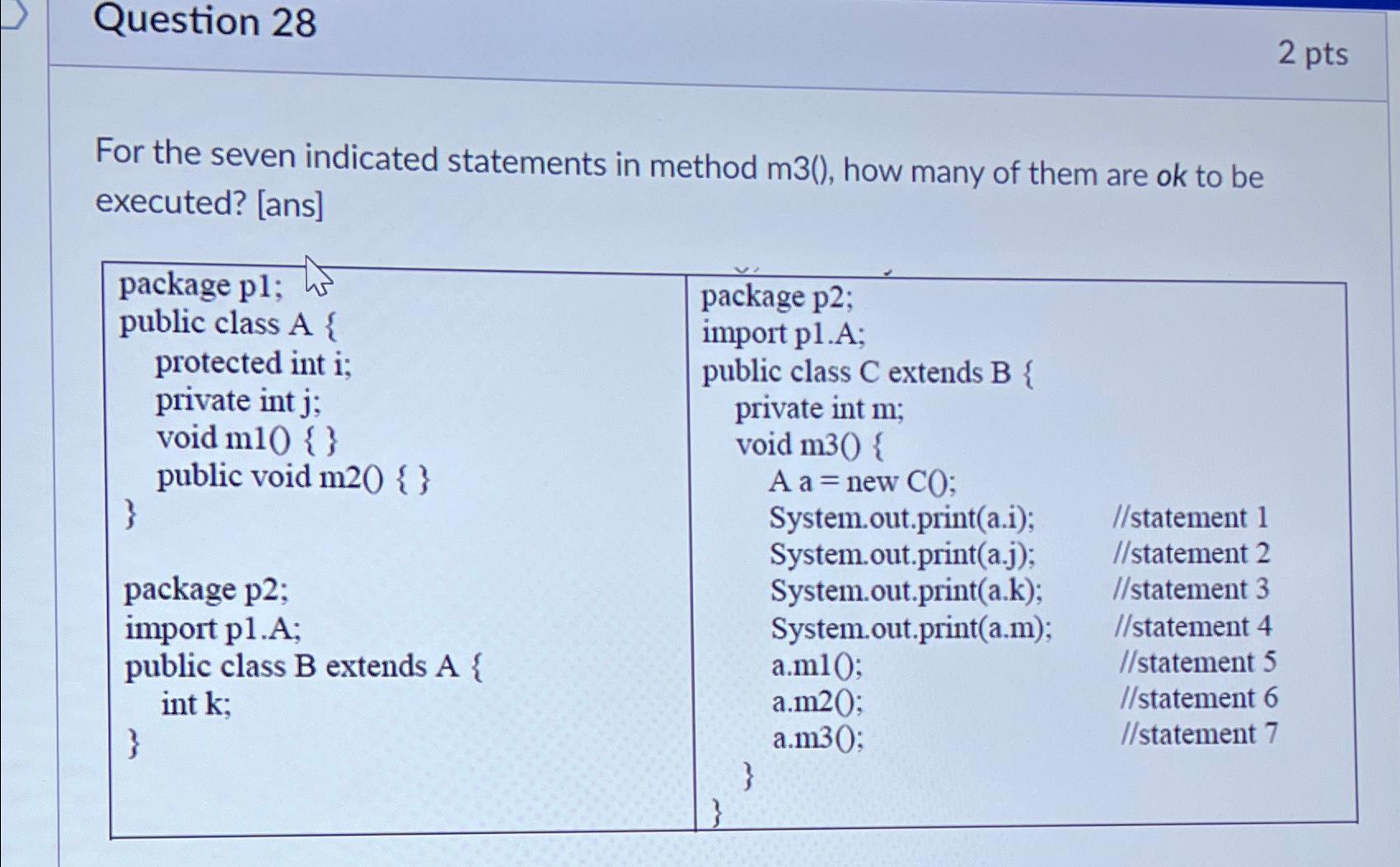 Solved Question 282 ﻿ptsFor the seven indicated statements | Chegg.com