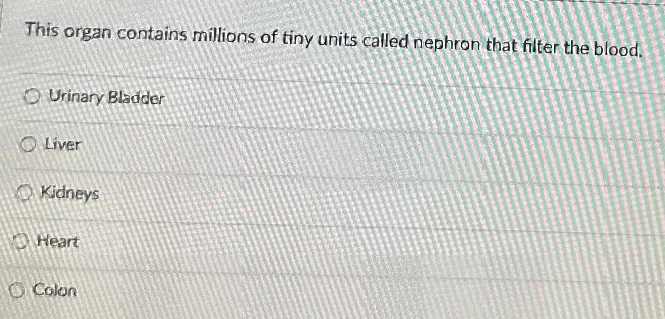 Solved This organ contains millions of tiny units called | Chegg.com