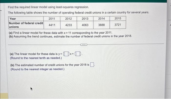 Solved Find the required linear model using least-squares | Chegg.com Solved Find the required linear model using least-squares | Chegg.com