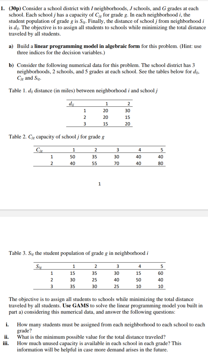 Solved (30p) ﻿Consider a school district with I | Chegg.com