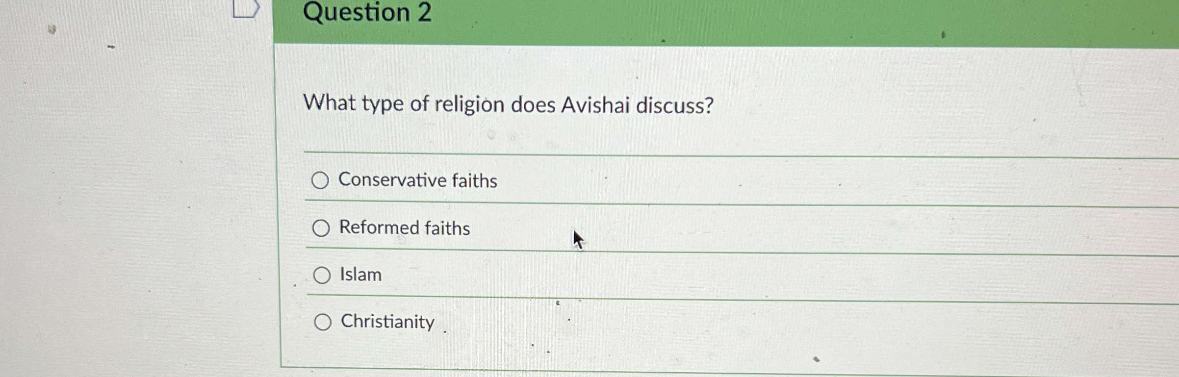 Solved Question 2What type of religion does Avishai | Chegg.com