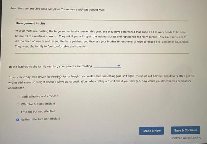 Solved Read the scenario and then complete the sentence with | Chegg.com
