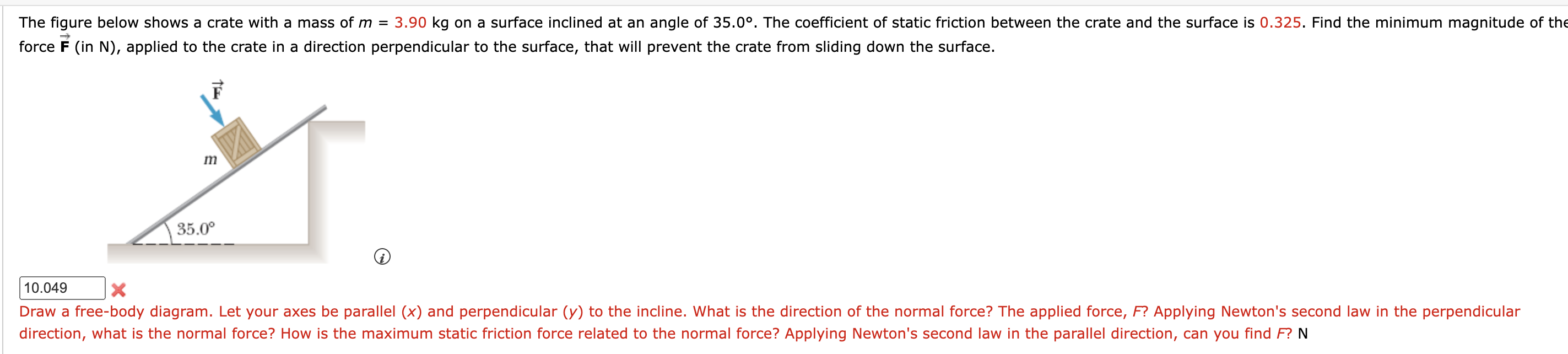 Solved force vec(F) (in N), ﻿applied to the crate in a | Chegg.com