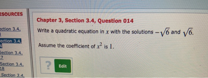 Solved ESOURCES Chapter 3, Section 3.4, Question 014 Write a | Chegg.com