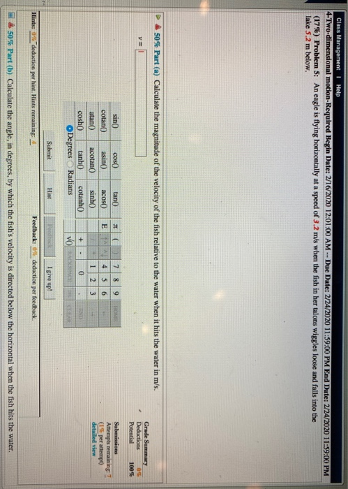Solved Class Management | Help 4-Two-dimensional motion | Chegg.com