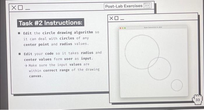 Solved Task \#2 Instrucudons: Edit the circle drawing | Chegg.com