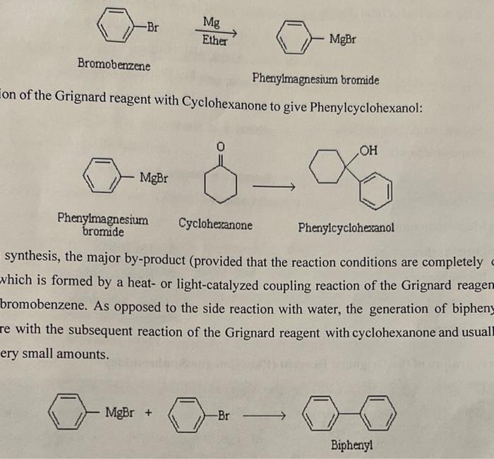 Solved -Br Mg Ether MgBr Bromobenzene Phenylmagnesium | Chegg.com