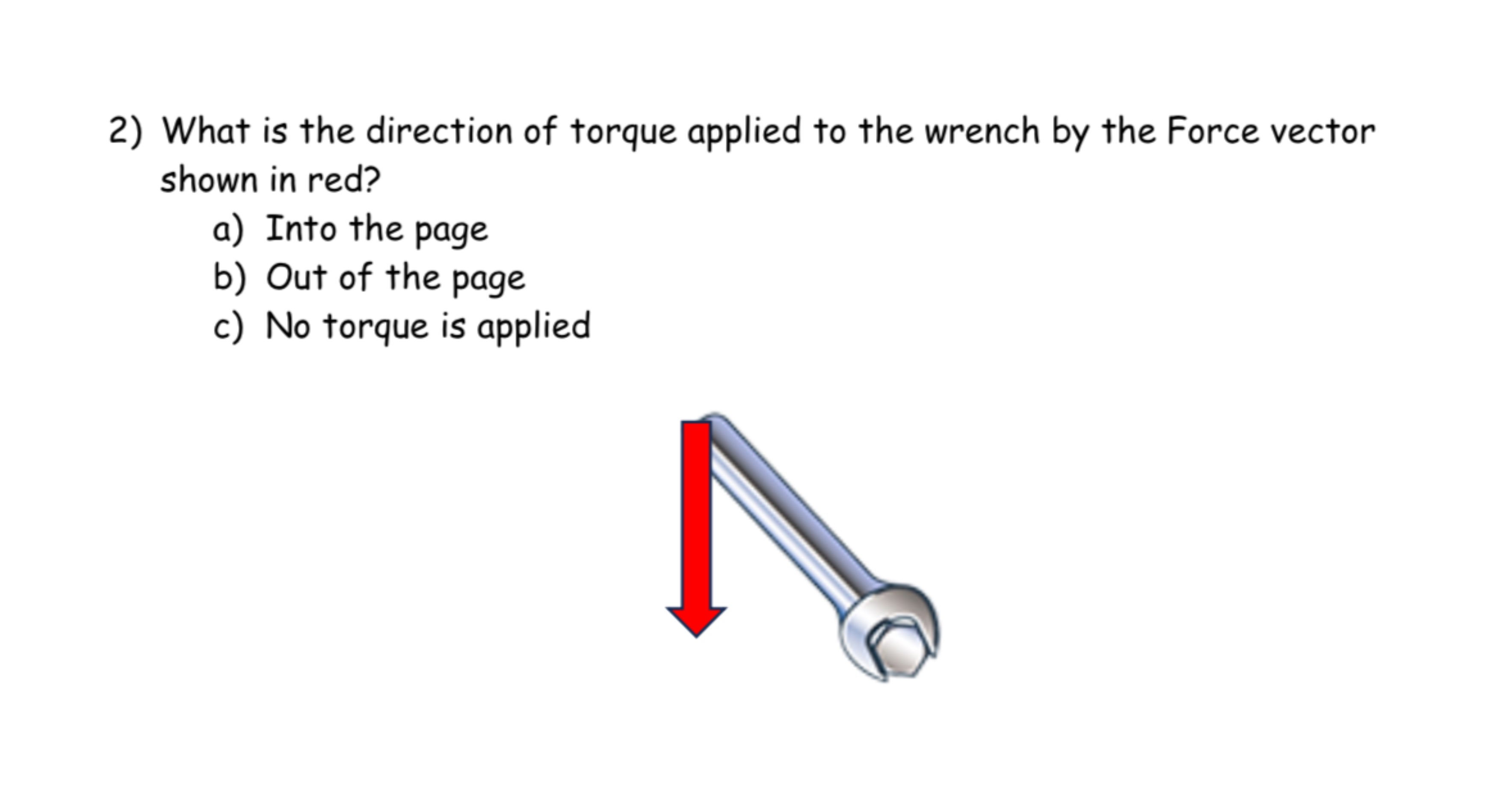 Solved What is the direction of torque applied to the wrench | Chegg.com