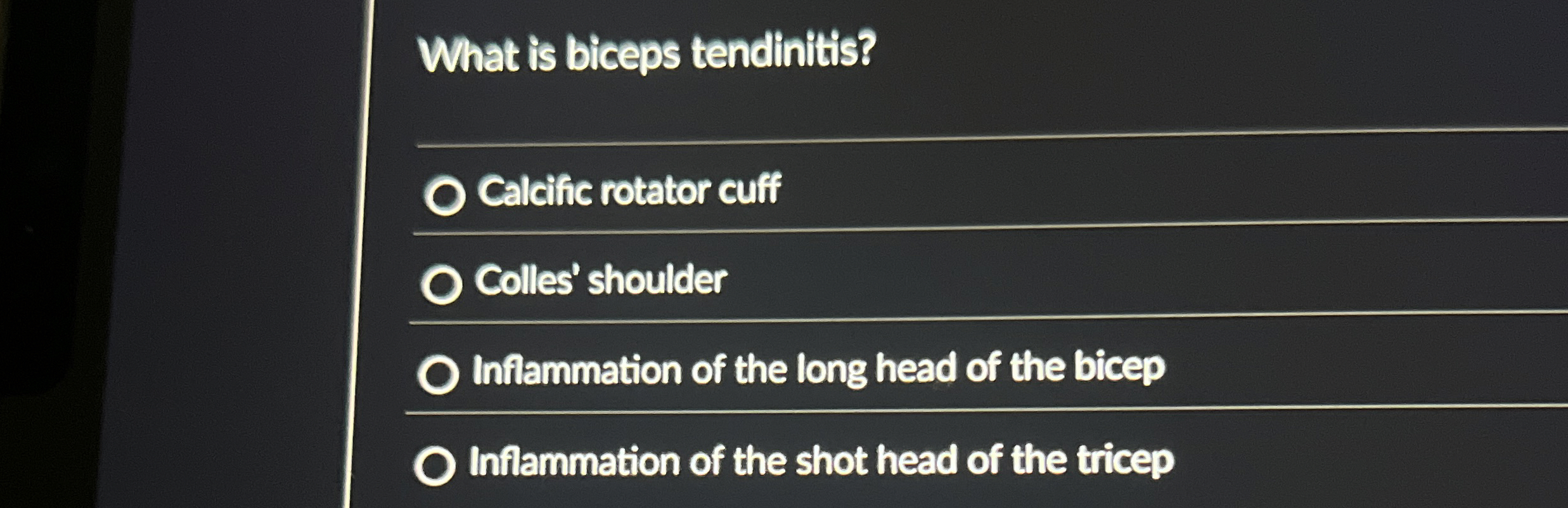 Solved What is biceps tendinitis?Calcific rotator | Chegg.com
