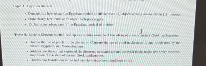 Topic 1. Egyptian division - Demonstrate how to use | Chegg.com