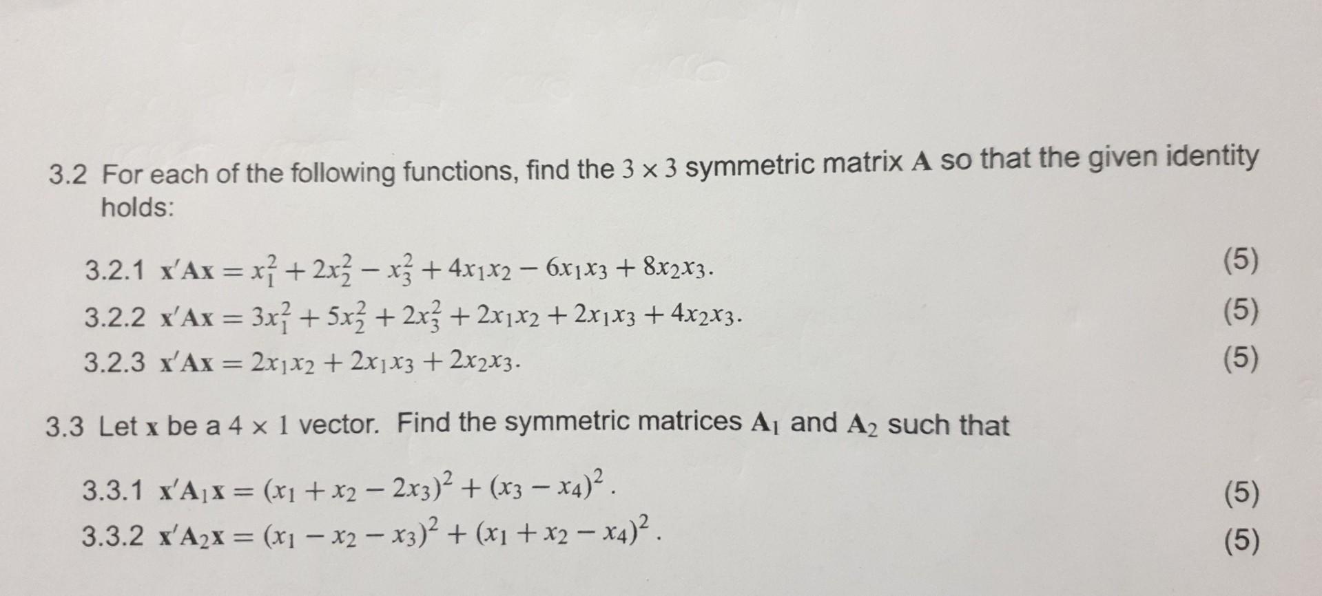 3.2 For each of the following functions, find the 3×3 | Chegg.com